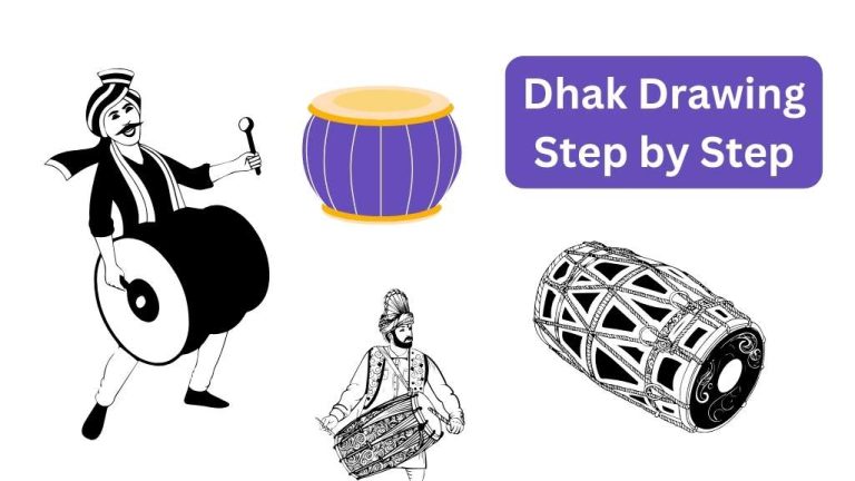 Simple Durga Puja Dhak Drawing Step by Step : 2024